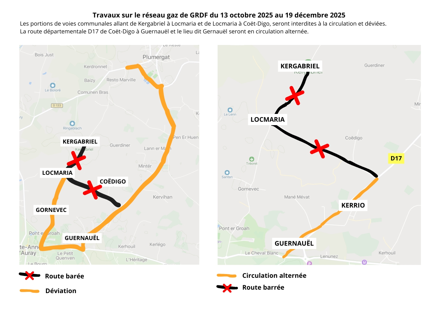 GRDF - Travaux de réseau - Plumergat